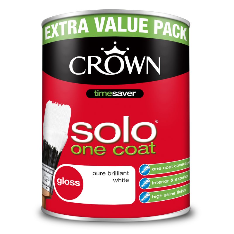 Crown 1.25L One Coat Solo Gloss Pure Brilliant White - Intu-DIY ...