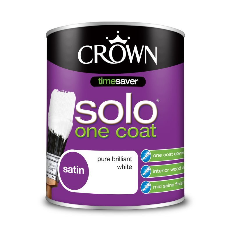 Crown 750ml Solo One Coat Satin Pure Brilliant White - Intu-DIY ...